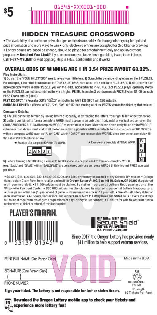 Hidden Treasure Crossword – Lottery Scratch Tickets | Oregon Lottery