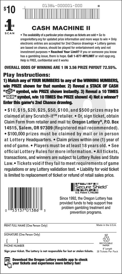 Cash Machine II – Lottery Scratch Tickets | Oregon Lottery