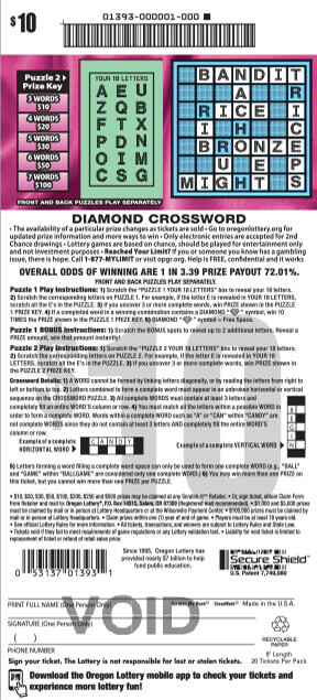 Diamond Crossword – Lottery Scratch Tickets | Oregon Lottery