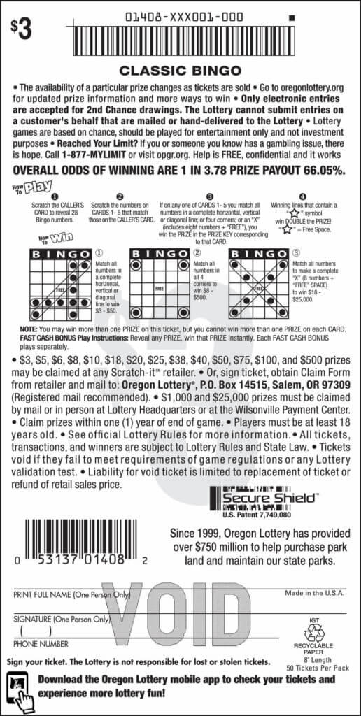 Classic Bingo - Lottery Scratch Tickets | Oregon Lottery