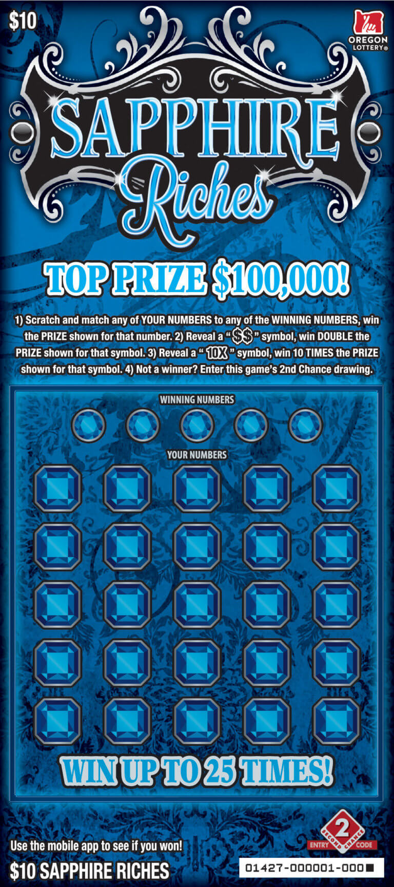 Sapphire Riches - Lottery Scratch Tickets | Oregon Lottery