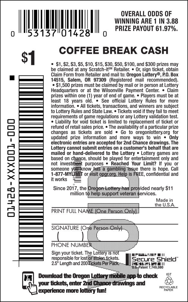 Coffee Break Cash - Lottery Scratch Tickets | Oregon Lottery