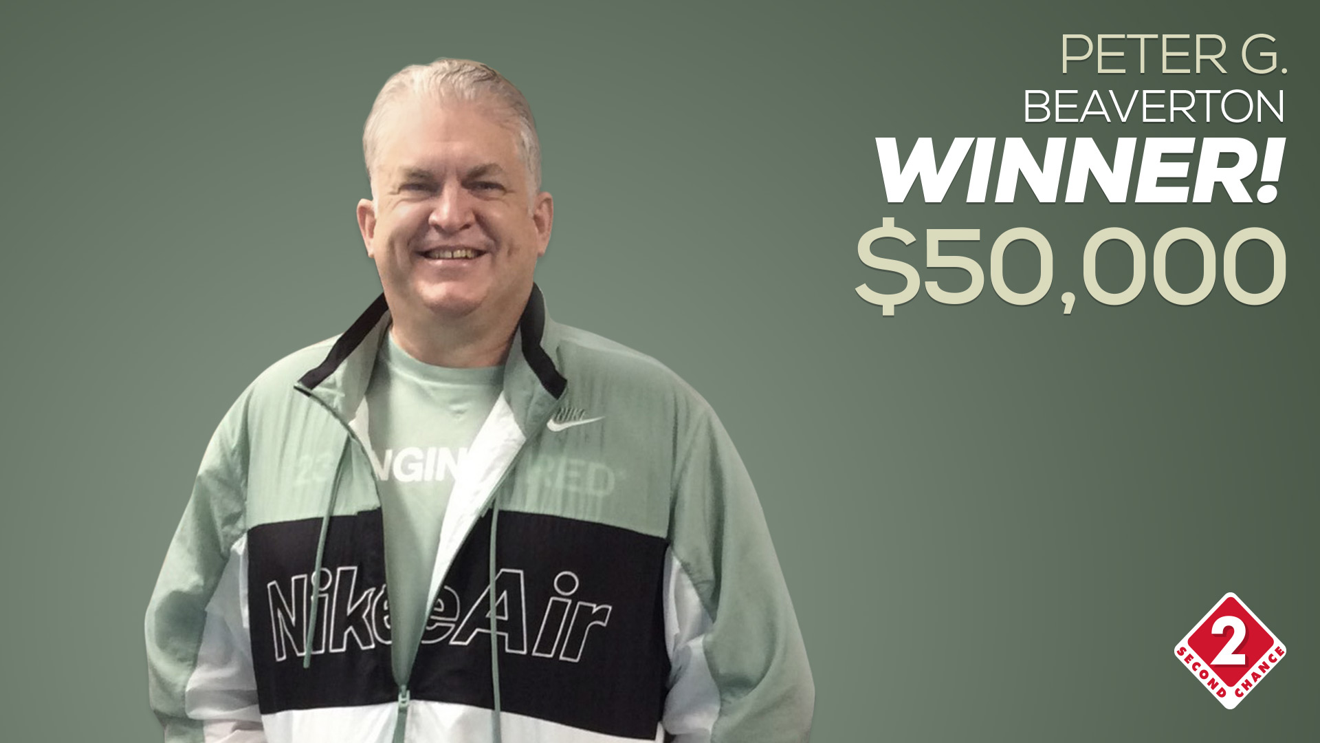 Peter G., Beaverton Second Chance Scratch-it Winner | Oregon Lottery