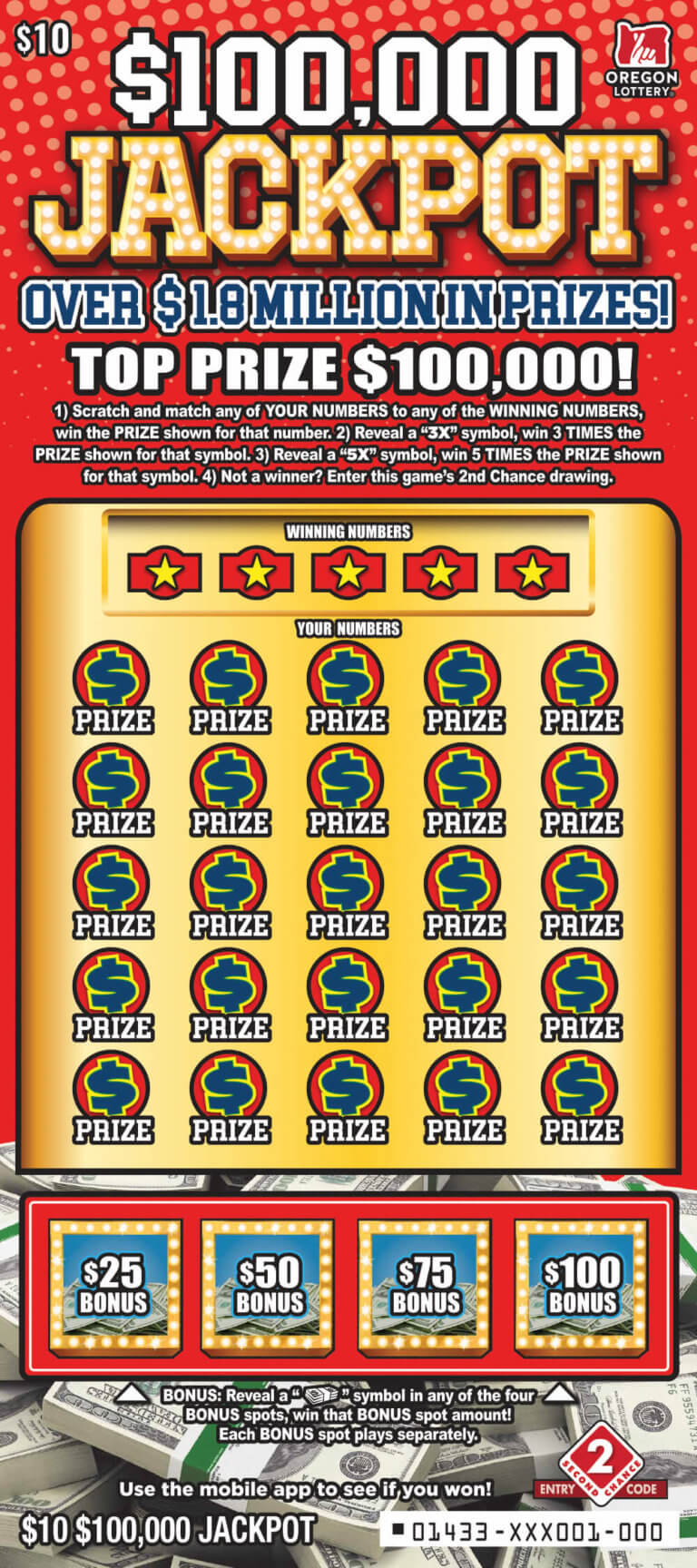  100 000 Jackpot Lottery Scratch Tickets Oregon Lottery