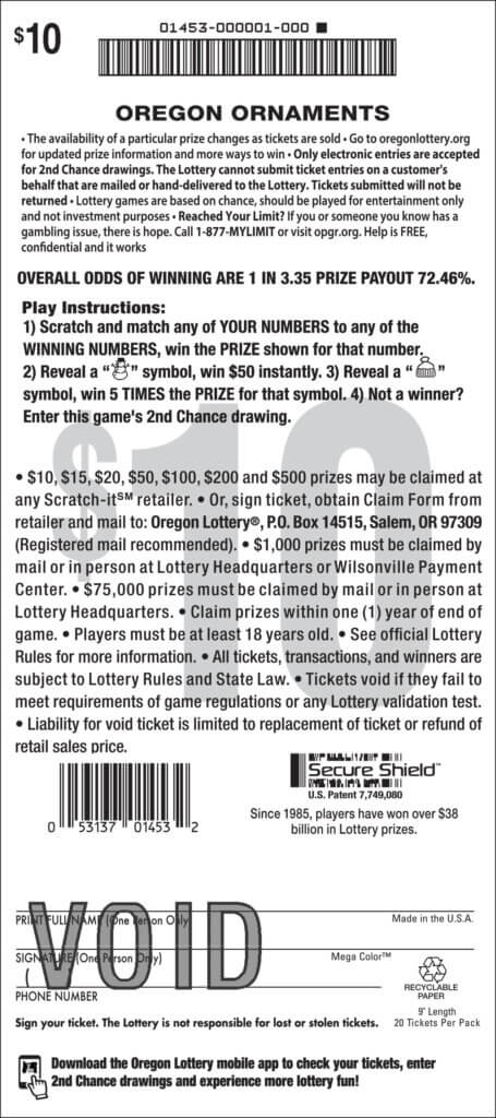Oregon Ornaments - Lottery Scratch Tickets | Oregon Lottery