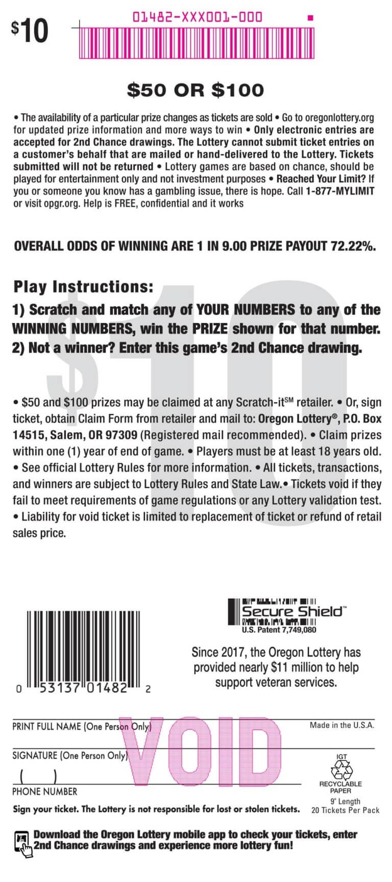 $50 or $100 - Lottery Scratch Tickets | Oregon Lottery
