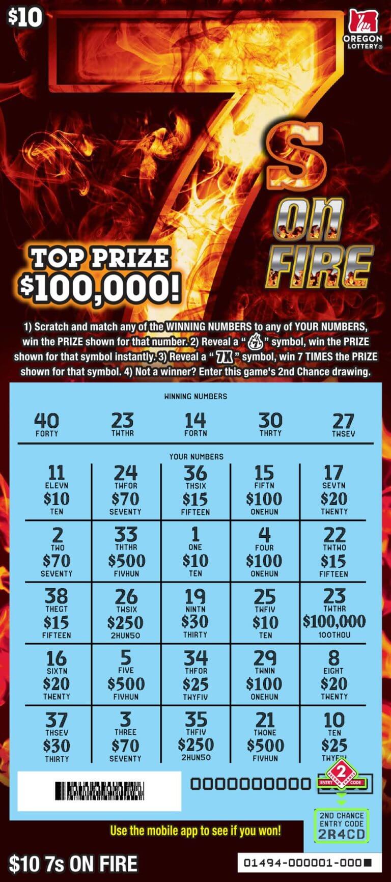 7s on Fire – Lottery Scratch Tickets | Oregon Lottery