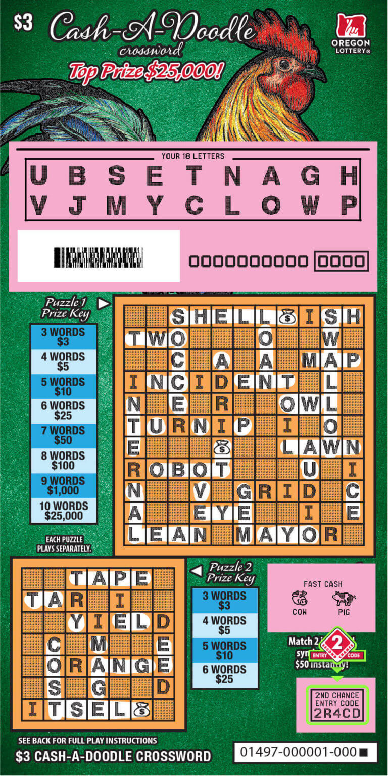 Cash-A-Doodle Crossword – Lottery Scratch Tickets | Oregon Lottery