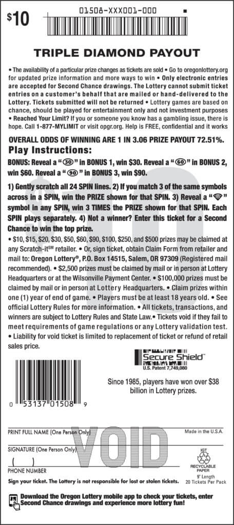 Triple Diamond Payout - Lottery Scratch Tickets | Oregon Lottery