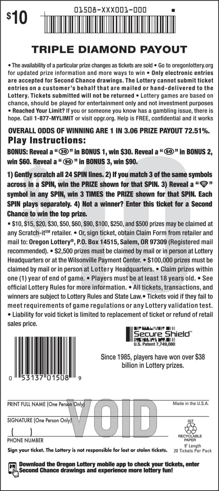 Triple Diamond Payout - Lottery Scratch Tickets | Oregon Lottery