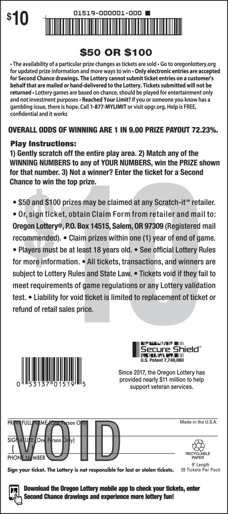 $50 or $100 - Lottery Scratch Tickets | Oregon Lottery
