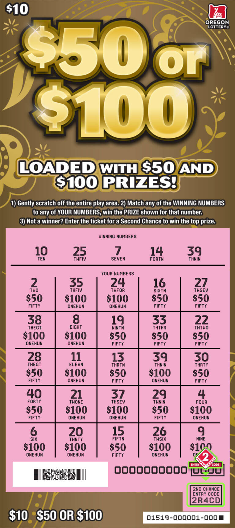 $50 or $100 - Lottery Scratch Tickets | Oregon Lottery