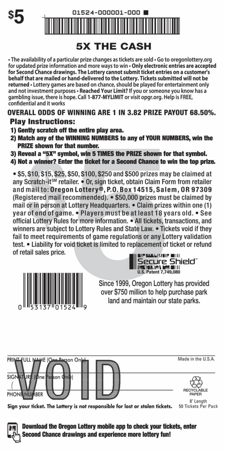 5X the Cash - Lottery Scratch Tickets | Oregon Lottery