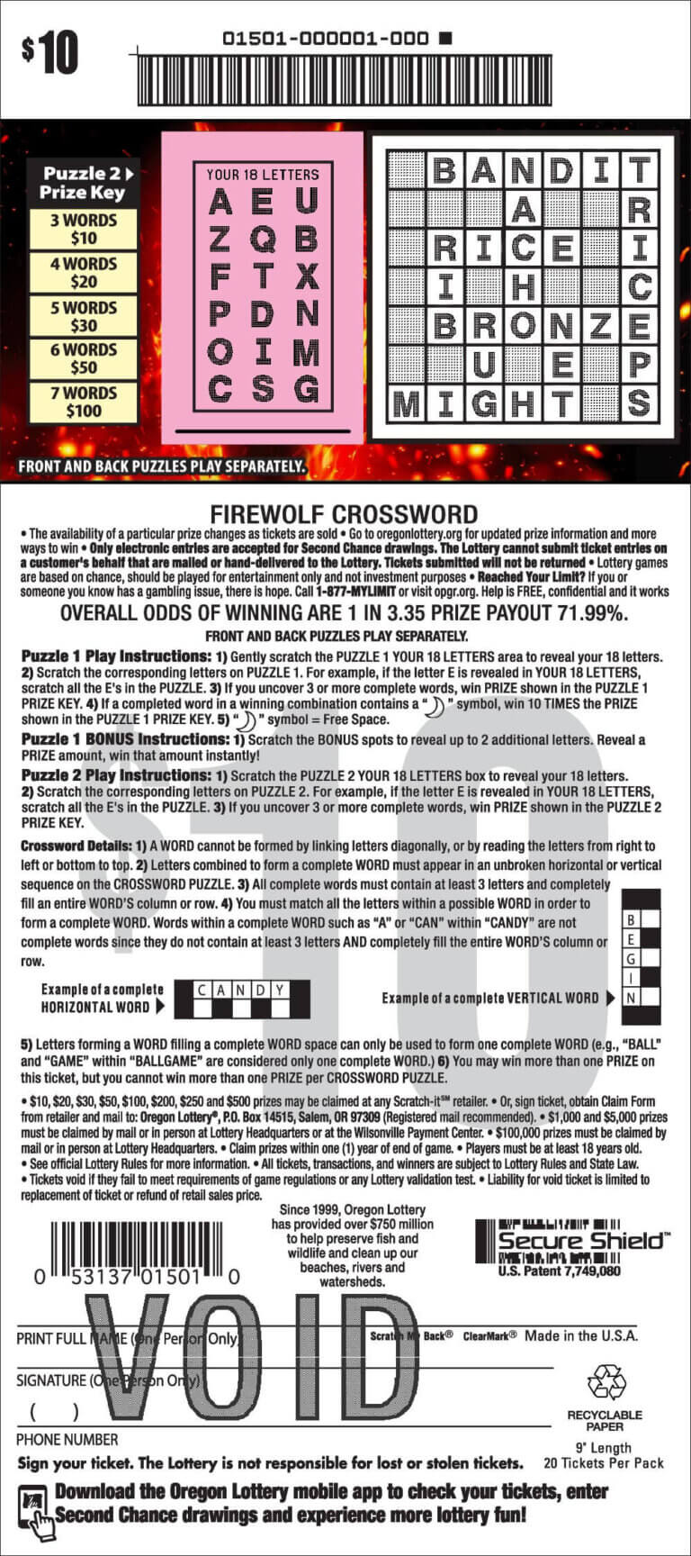 Firewolf Crossword – Lottery Scratch Tickets | Oregon Lottery