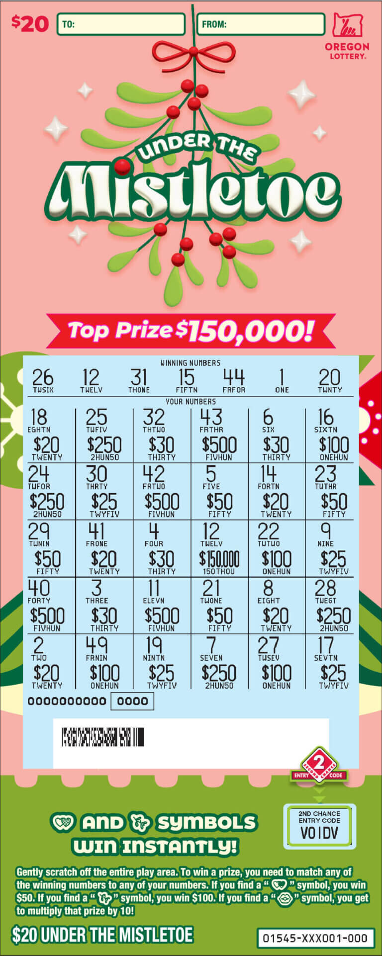 Under the Mistletoe - Lottery Scratch Tickets | Oregon Lottery