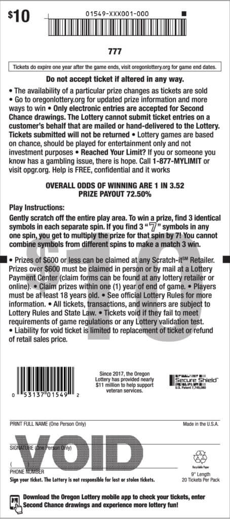 777 - Lottery Scratch Tickets | Oregon Lottery