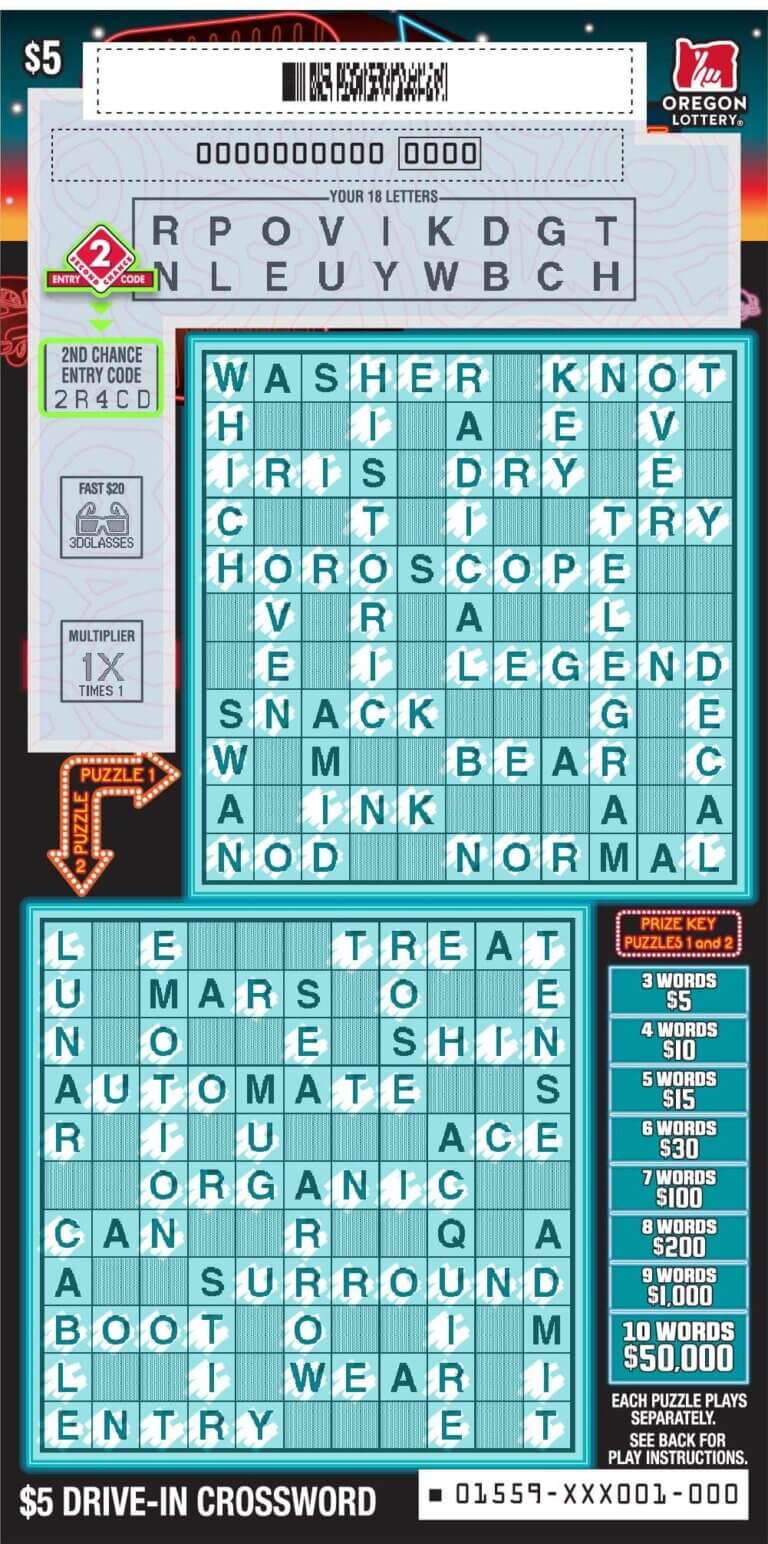 Drive-in Crossword – Lottery Scratch Tickets | Oregon Lottery