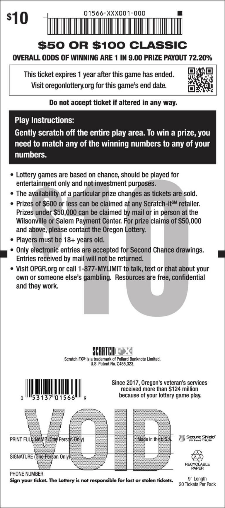 $50 or $100 Classic - Lottery Scratch Tickets | Oregon Lottery