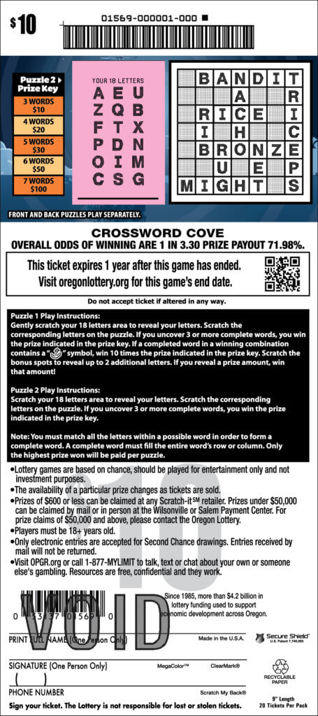 Crossword Cove – Lottery Scratch Tickets | Oregon Lottery
