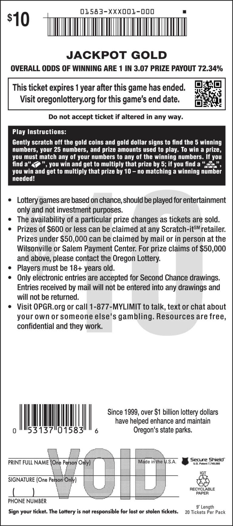 Jackpot Gold - Lottery Scratch Tickets | Oregon Lottery