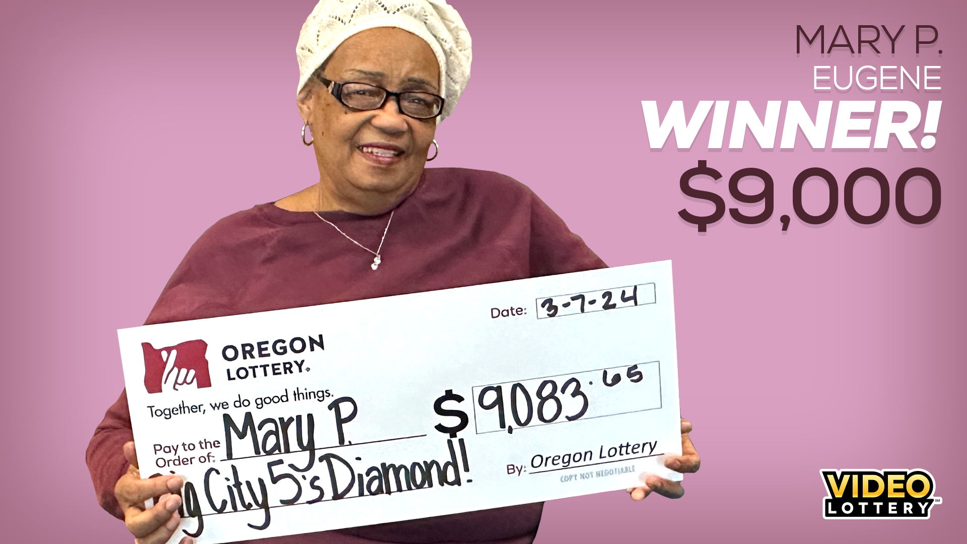 Mary P. — Video Lottery winner | Oregon Lottery