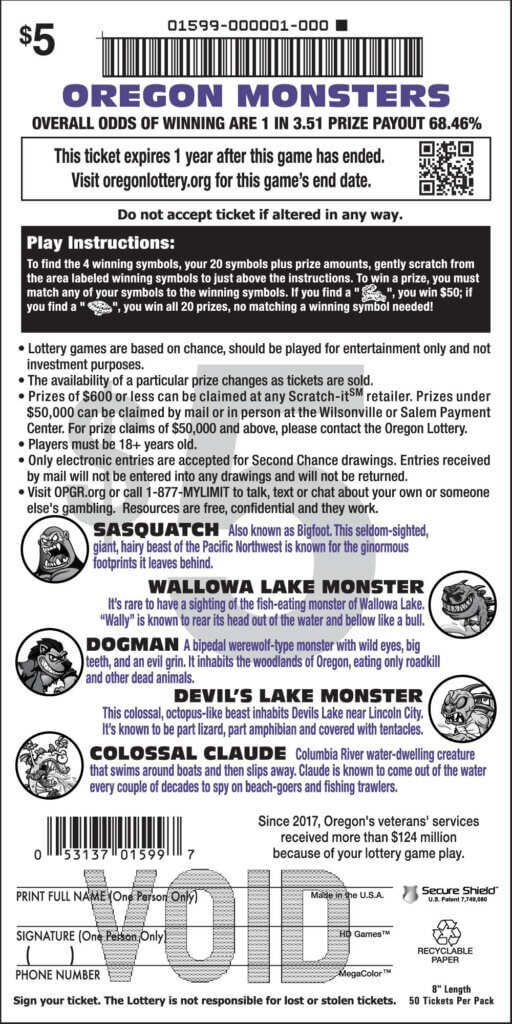 Oregon Monsters - Lottery Scratch Tickets | Oregon Lottery