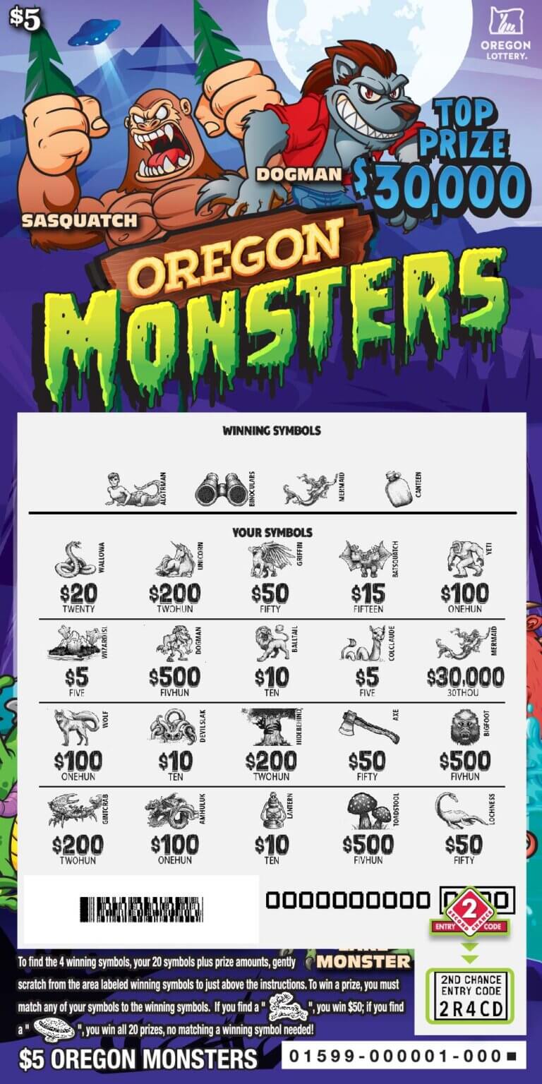 Oregon Monsters - Lottery Scratch Tickets | Oregon Lottery
