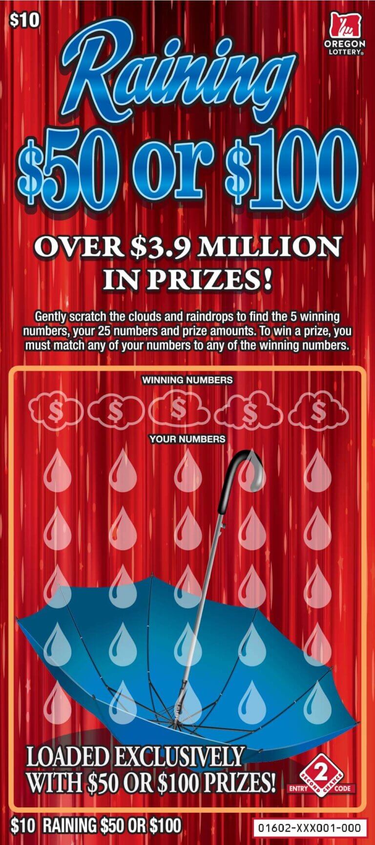 Raining $50 or $100 - Lottery Scratch Tickets | Oregon Lottery