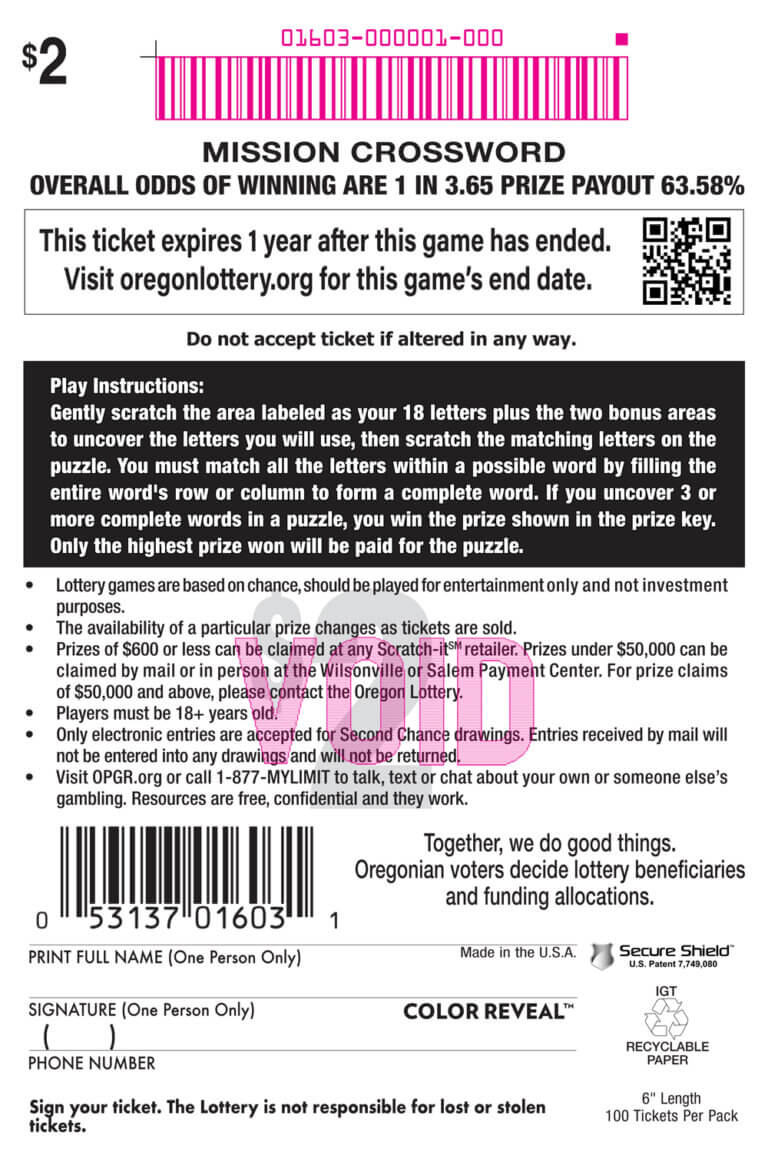 Mission Crossword – Lottery Scratch Tickets | Oregon Lottery