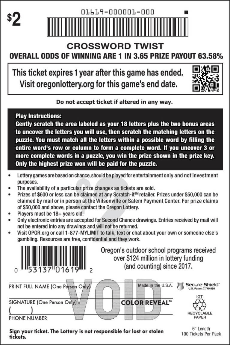 Crossword Twist – Lottery Scratch Tickets | Oregon Lottery