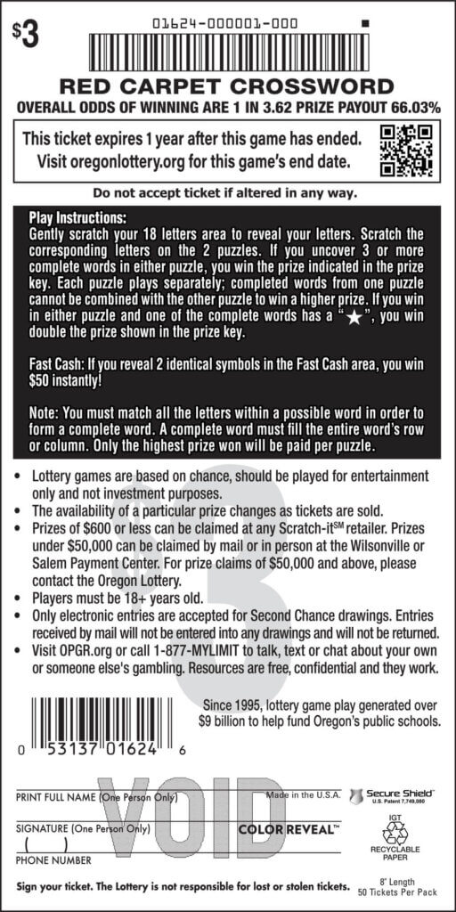 Red Carpet Crossword – Lottery Scratch Tickets | Oregon Lottery