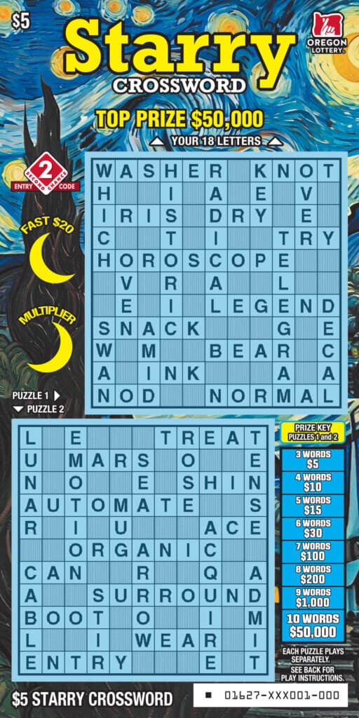 Starry Crossword – Lottery Scratch Tickets | Oregon Lottery