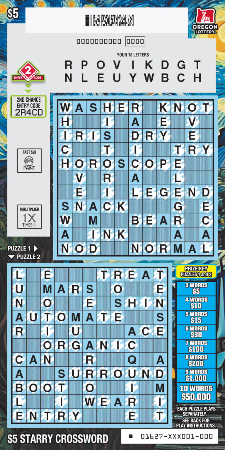 Starry Crossword – Lottery Scratch Tickets | Oregon Lottery