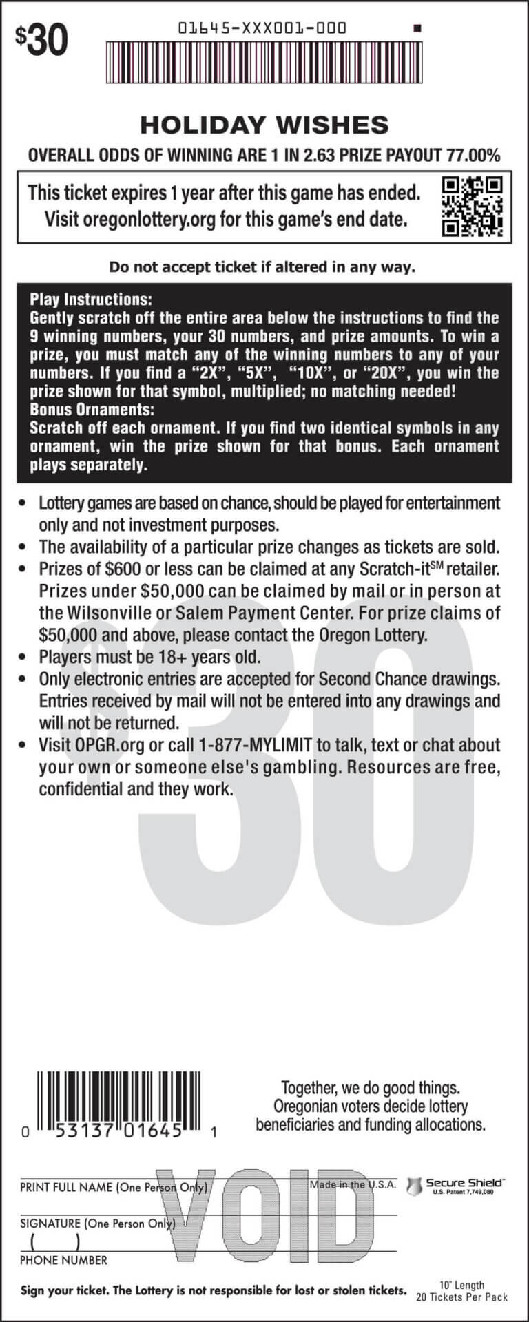 Holiday Wishes – Lottery Scratch Tickets | Oregon Lottery