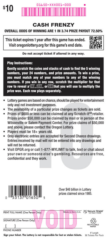Cash Frenzy - Lottery Scratch Tickets | Oregon Lottery