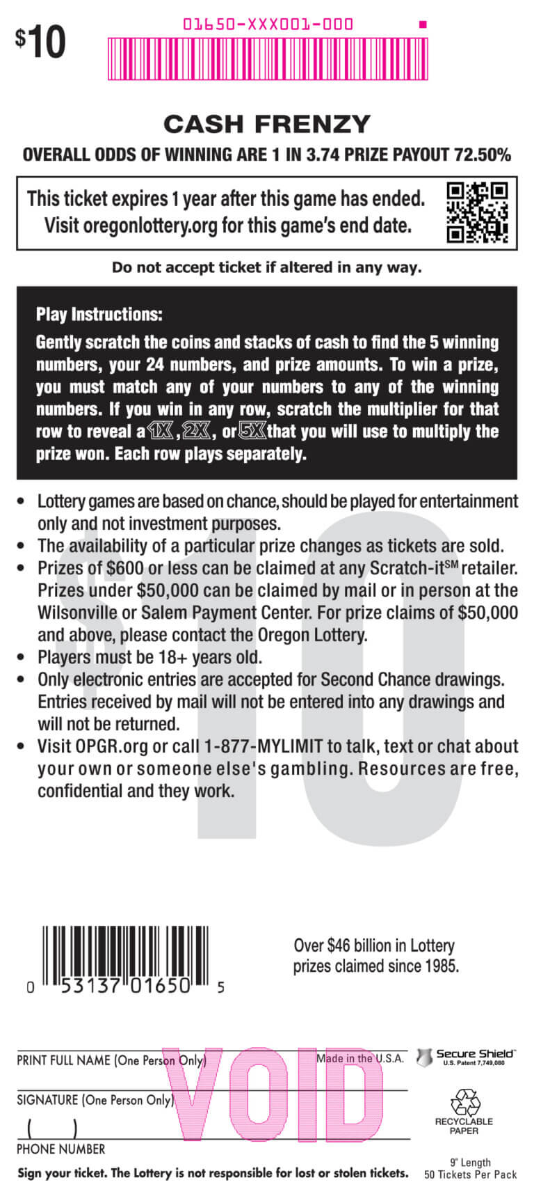 Cash Frenzy - Lottery Scratch Tickets | Oregon Lottery